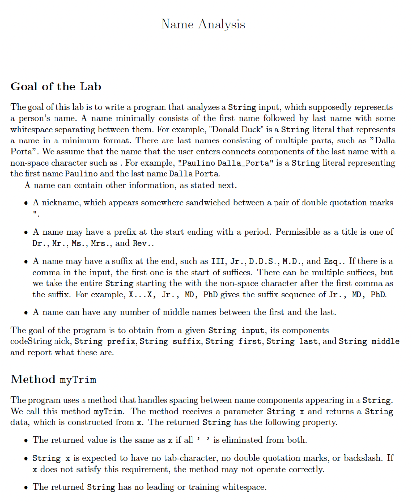 Solved ***JAVA ONLY*** The goal of this lab is to write a | Chegg.com