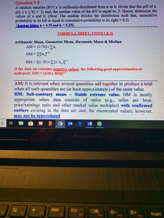Solved Question # 8 A random variable (RV) x is | Chegg.com