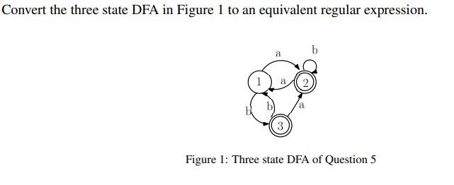 Solved Convert the three state DFA in Figure 1 to an | Chegg.com