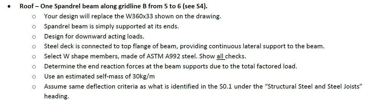 Summary: Roof Spandrel Beam - Along Gridline B from | Chegg.com