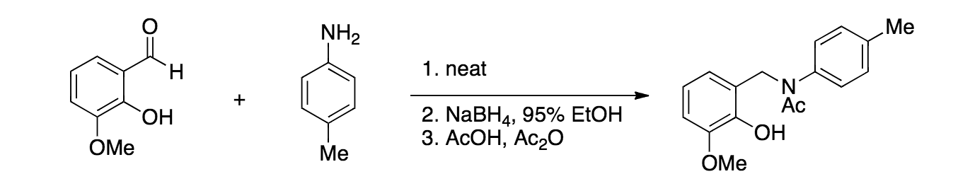 Solved NH2 Me H 1. neat + OH OMe 2. NaBH4, 95% EtOH 3. ACOH, | Chegg.com
