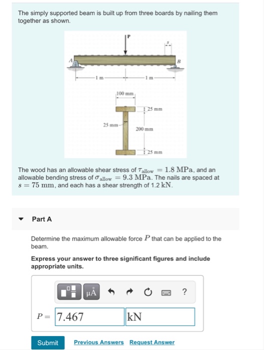 Solved The simply supported beam is built up from three | Chegg.com
