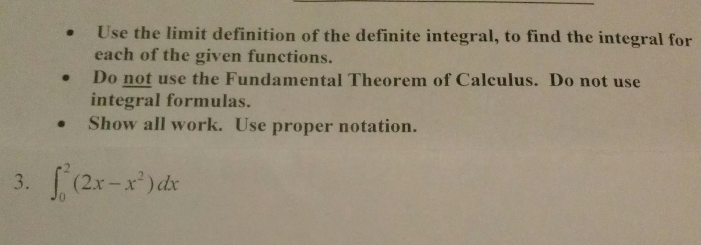 Solved Use the limit definition of the definite integral, to | Chegg.com
