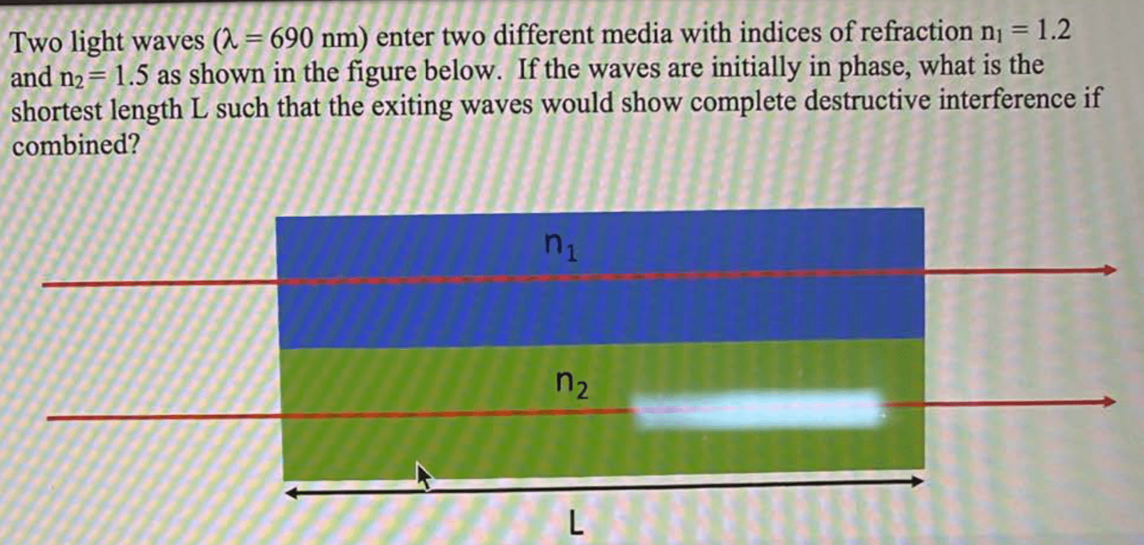 Solved Two light waves (a = 690 nm) enter two different | Chegg.com