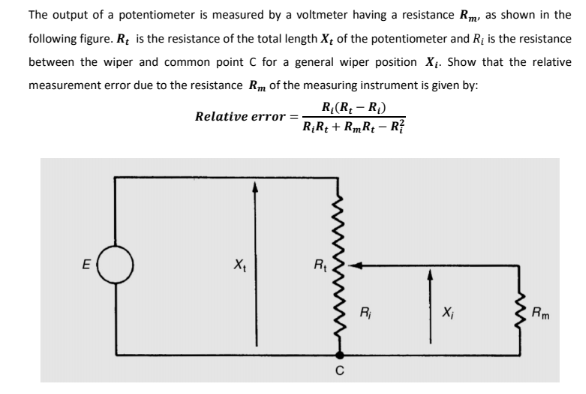 Solved The output of a potentiometer is measured by a | Chegg.com