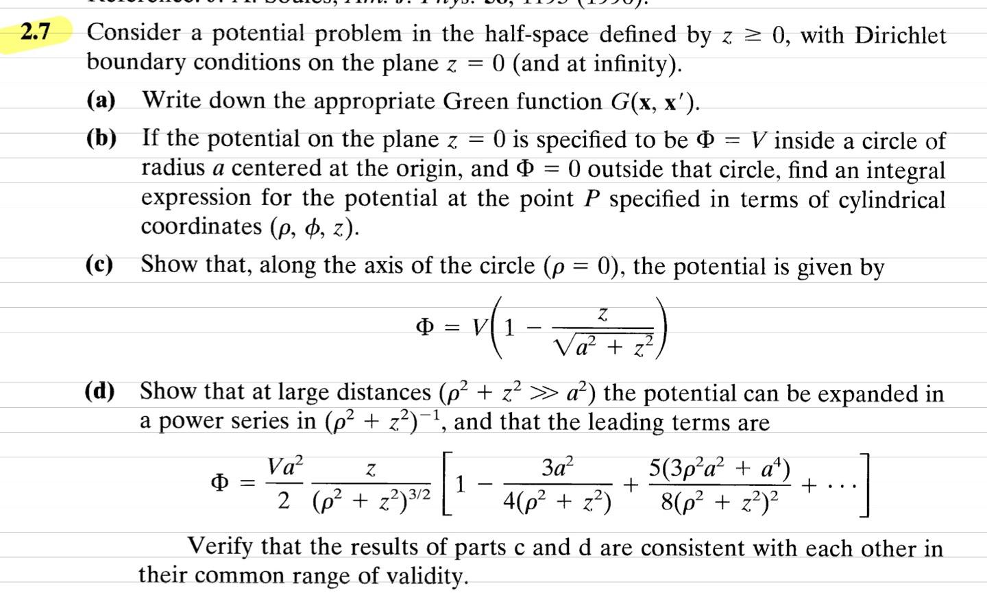 Solved 2.7 Consider a potential problem in the half-space | Chegg.com