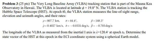 Solved Problem 3 (25 pts) The Very Long Baseline Array | Chegg.com