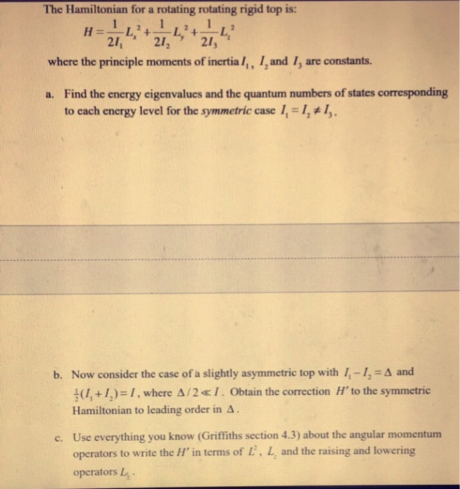 Solved The Hamiltonian for a rotating rotating rigid top is: | Chegg.com