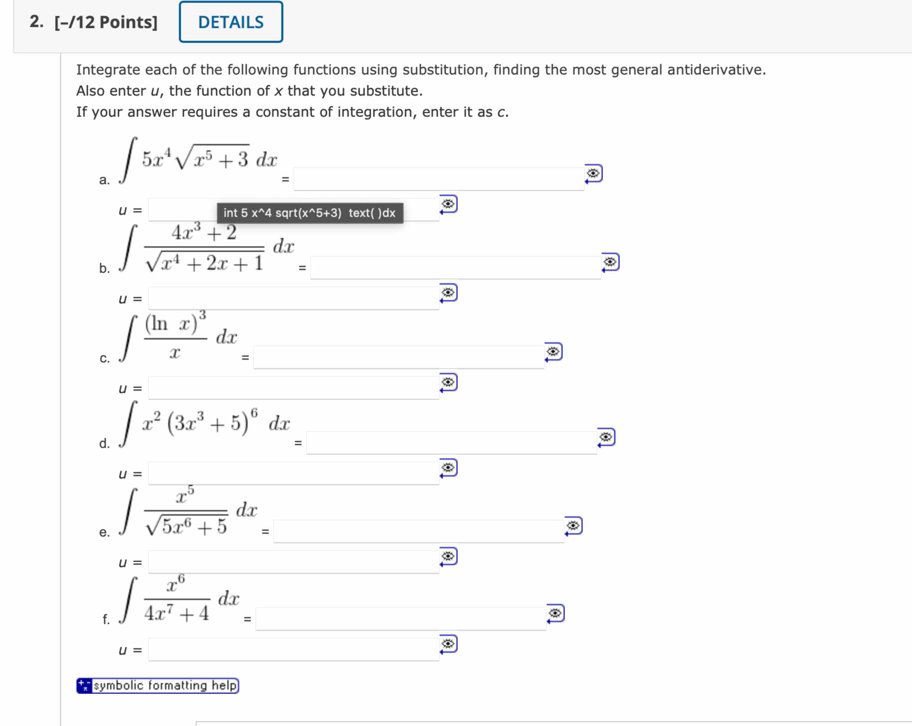 Solved Integrate each of the following functions using | Chegg.com