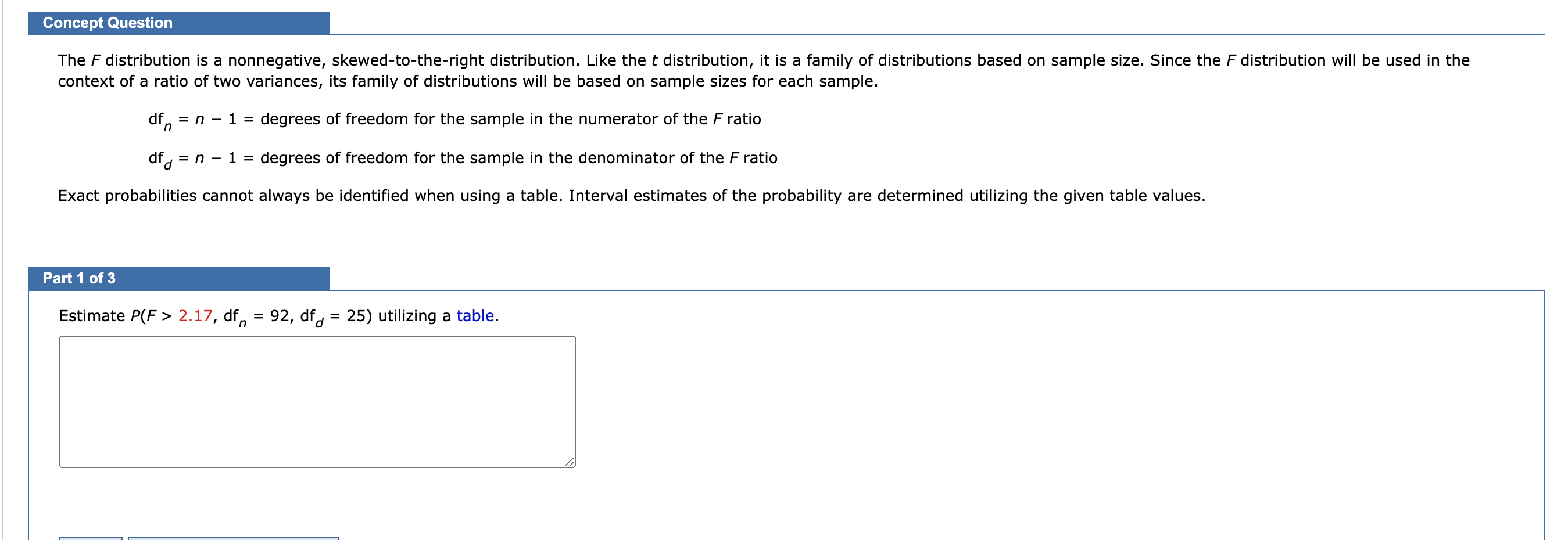 Solved The F distribution is a nonnegative, | Chegg.com