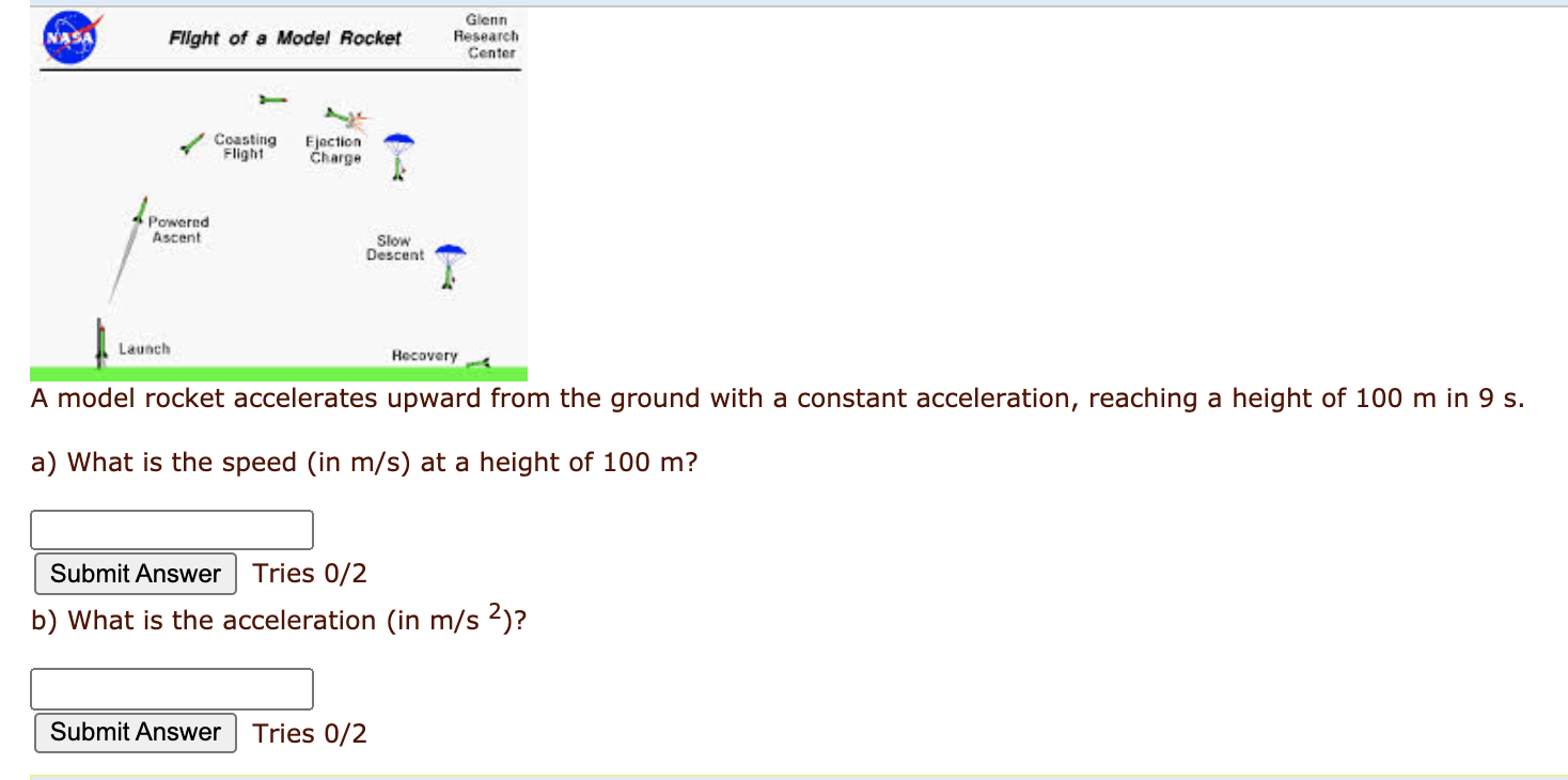 Solved NASA Flight of a Model Rocket Glenn Research Center | Chegg.com