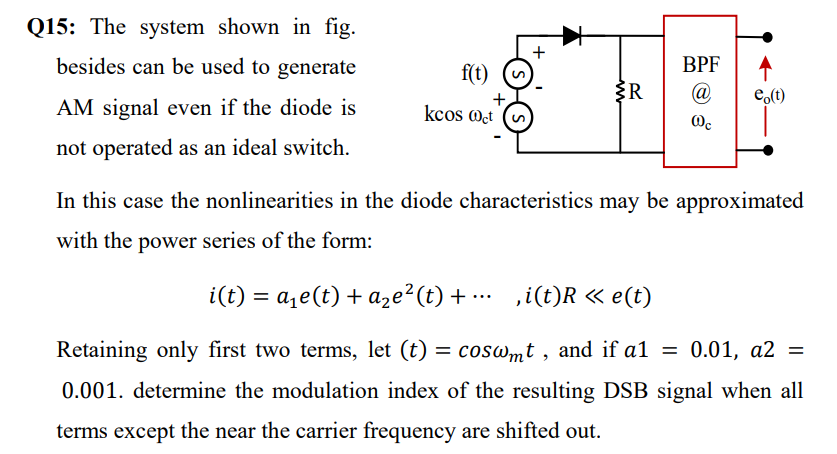 Solved f(t) Q15: The system shown in fig. besides can be | Chegg.com