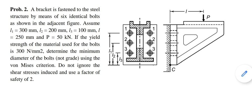 Solved S Prob. 2. A bracket is fastened to the steel | Chegg.com