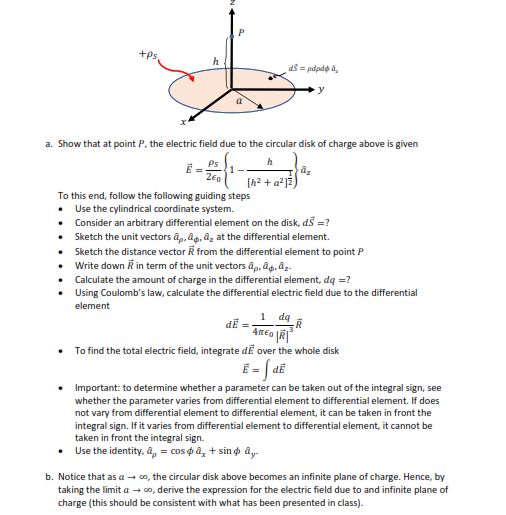 Solved d3 = pdedo a. Show that at point P, the electric | Chegg.com