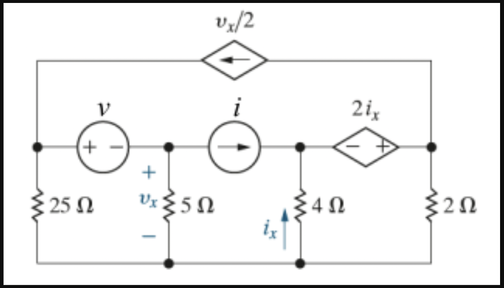 Suppose that i= 17 A and v= 30 V.Use node-voltage | Chegg.com Suppose that i= 17 A and v= 30 V.Use node-voltage | Chegg.com