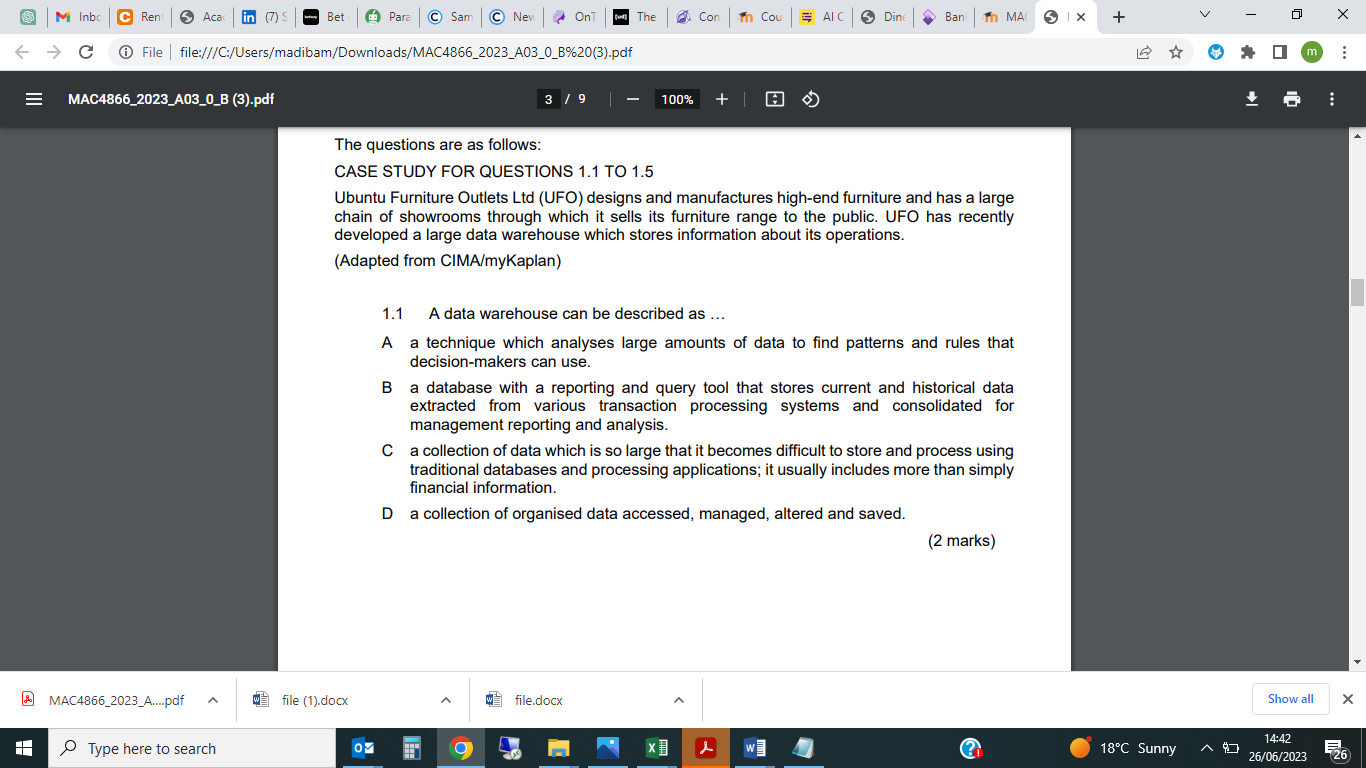 Solved The questions are as follows: CASE STUDY FOR | Chegg.com