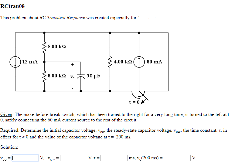 Solved RCtran08 This problem about RC Transient Response was | Chegg.com