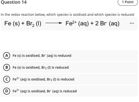 Solved Question 3 1 Point In this experiment, adding the Fe | Chegg.com