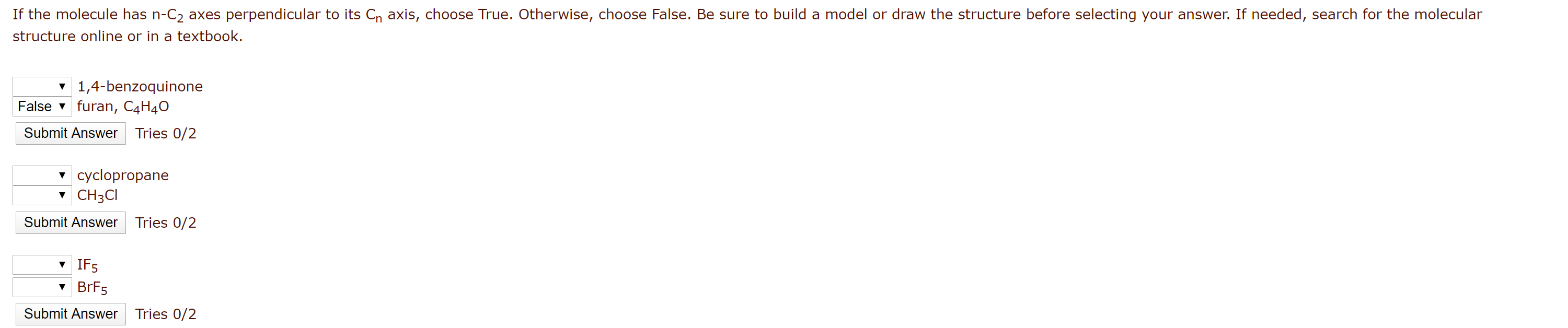 If the molecule has n-C2 axes perpendicular to its Cn | Chegg.com