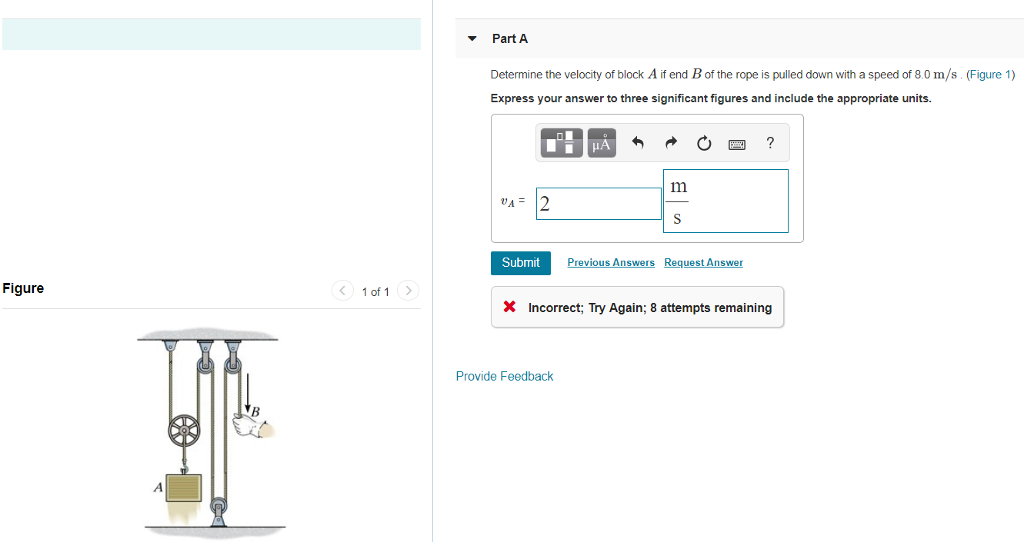 Solved Part A Determine the velocity of block A if end B of | Chegg.com