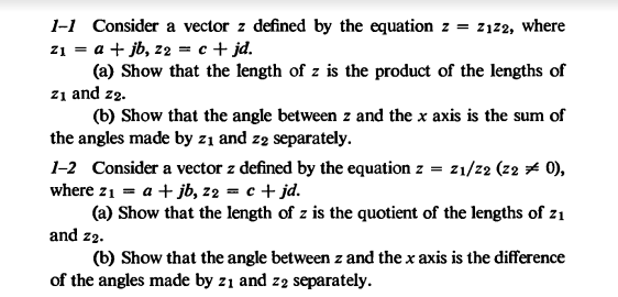 Solved 1-1 Consider a vector z defined by the equation | Chegg.com