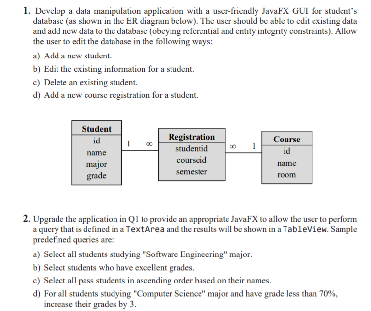 Solved 1. Develop a data manipulation application with a | Chegg.com