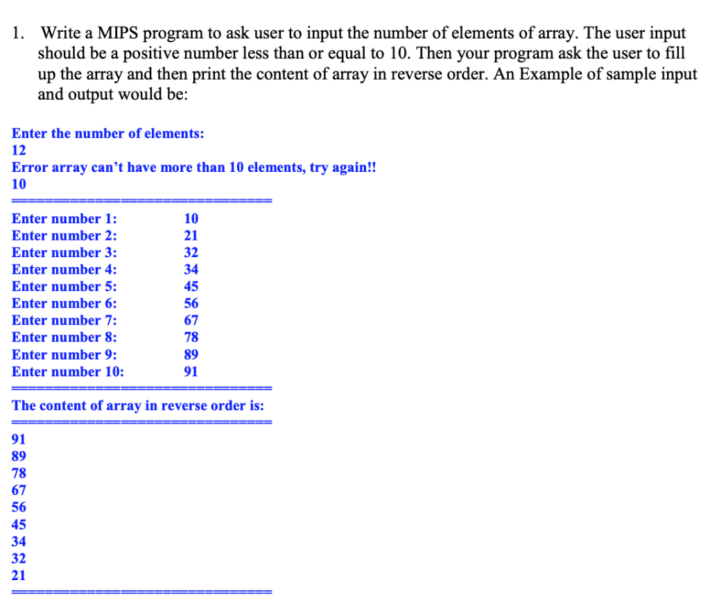Solved I am supposed to write this program using the MARS | Chegg.com