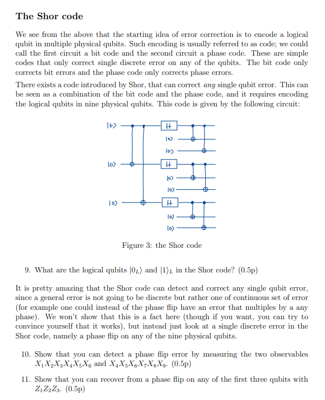 Solved The Shor codeWe see from the above that the starting | Chegg.com