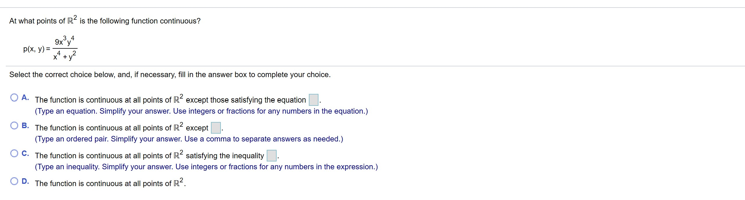 Solved At what points of R2 is the following function | Chegg.com