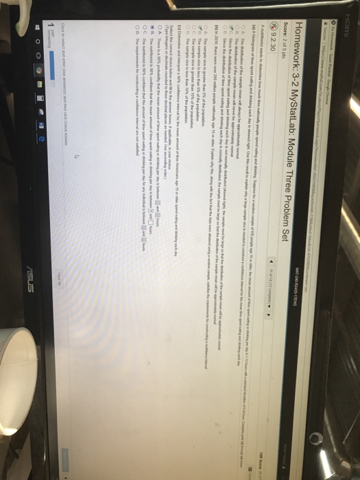 Solved Homework: 3-2 MyStatLab: Module Three Problem Set | Chegg.com