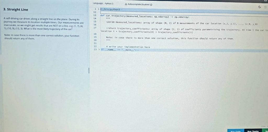Language: Python 3 A Autocomplete Disabled o 3. | Chegg.com