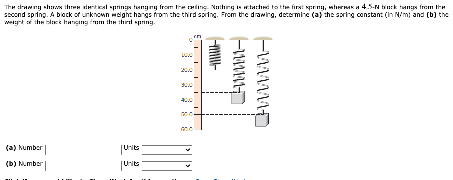 Solved The drawing shows three identical springs hanging | Chegg.com