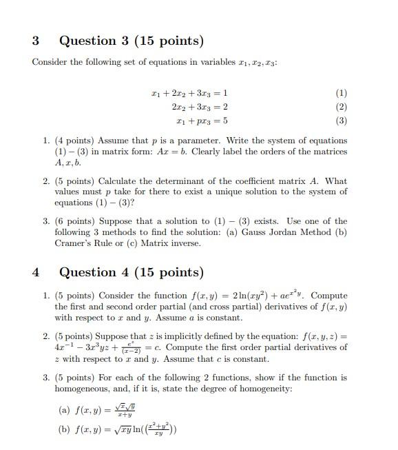Solved 1 Question 1 (15 points) Suppose that f(x, y) = 3r² + | Chegg.com