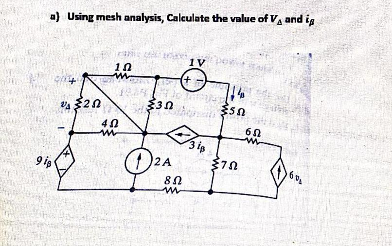 Solved a) Using mesh analysis, Calculate the value of VA and | Chegg.com
