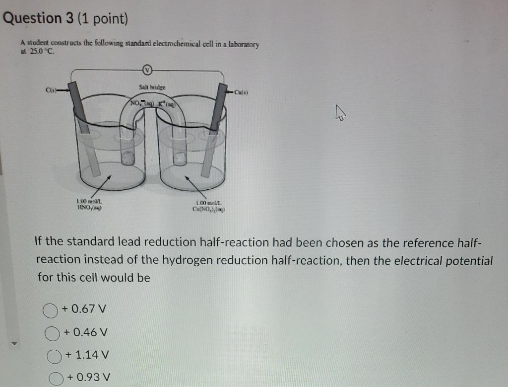 Solved A student constructs the following standard | Chegg.com