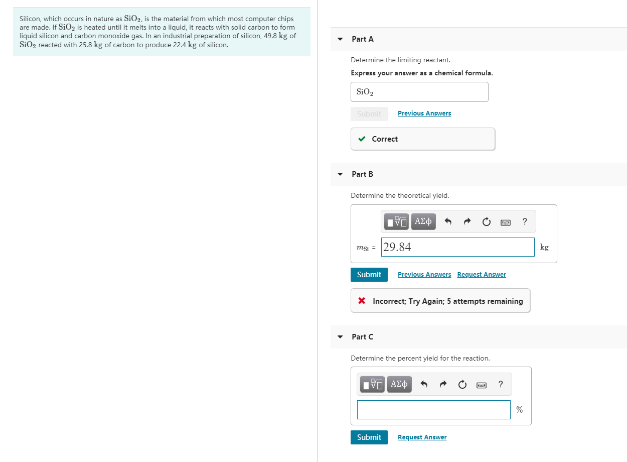 Solved Silicon, which occurs in nature as SiO2, is the | Chegg.com