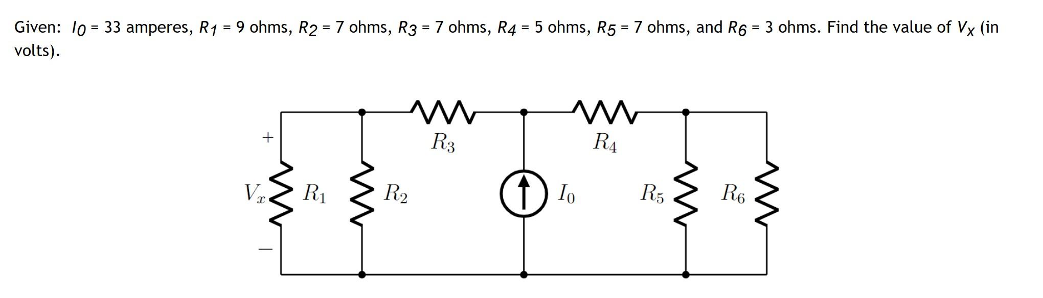 Solved Given: V0=78 volts, R1=8 ohms, R2=6 ohms, R3=5 ohms, | Chegg.com