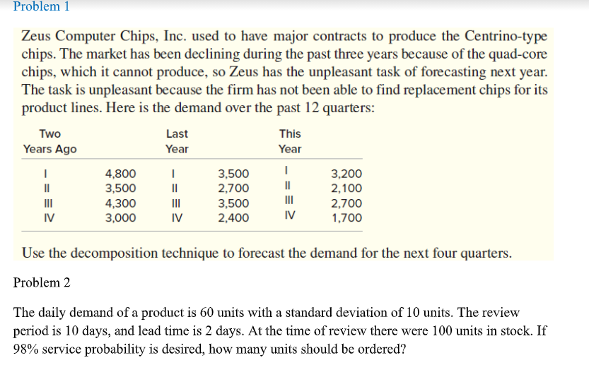 Solved Problem 1 Zeus Computer Chips, Inc. used to have | Chegg.com