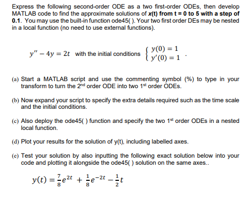 Solved Express the following second-order ODE as a two | Chegg.com