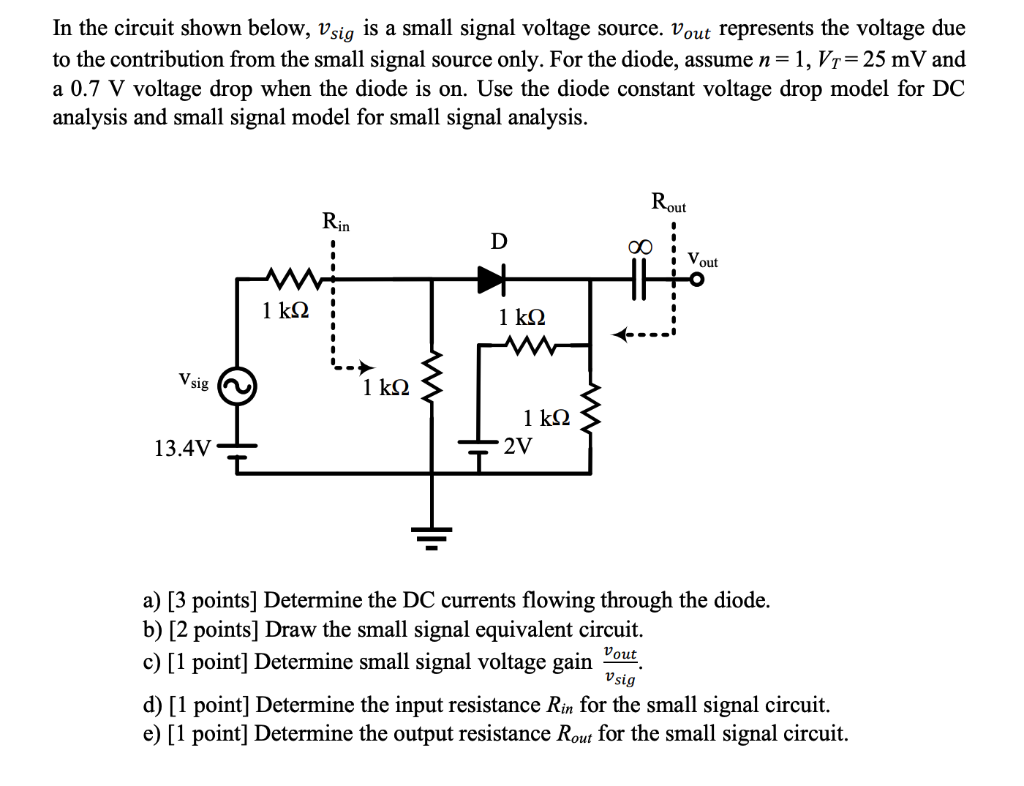 Solved In the circuit shown below, 𝑣𝑠𝑖𝑔 is a small | Chegg.com