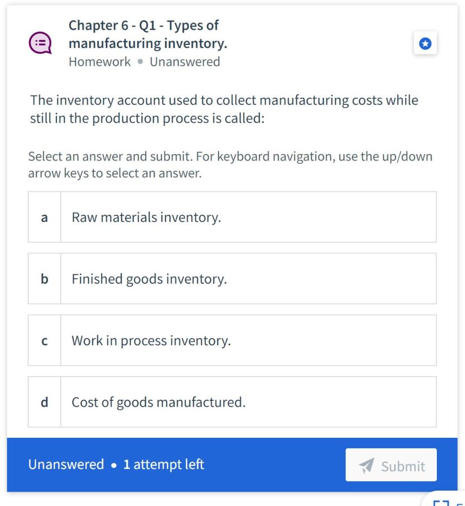 Solved - Chapter 6 - Q1 - Types of manufacturing inventory. | Chegg.com