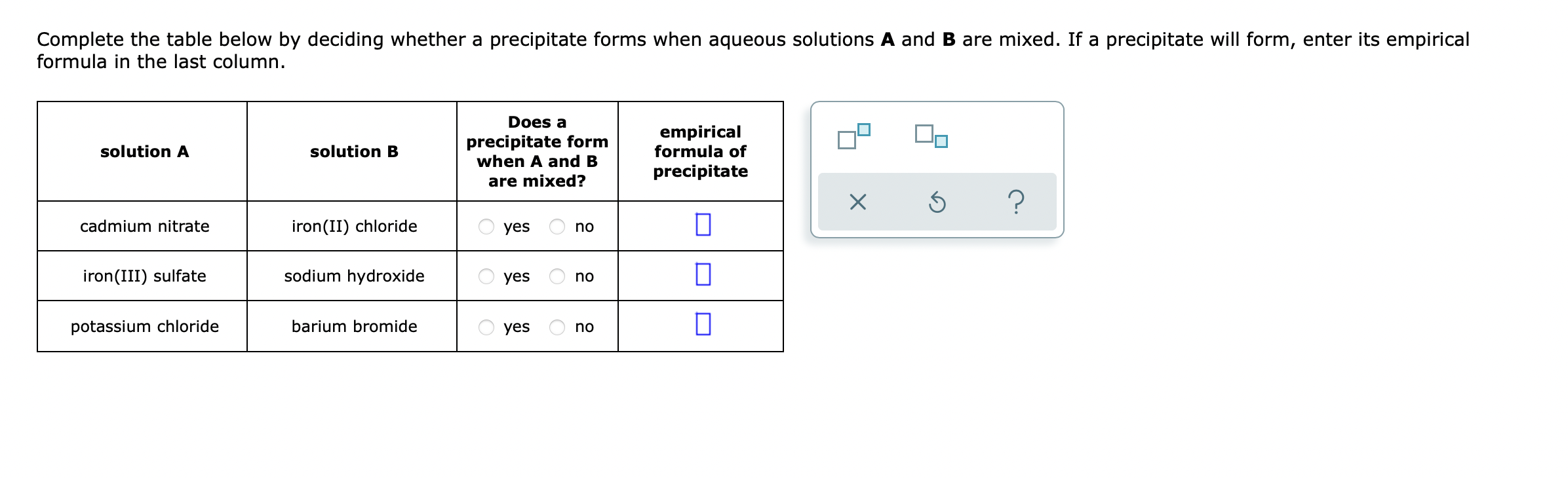 Solved Complete the table below by deciding whether a | Chegg.com