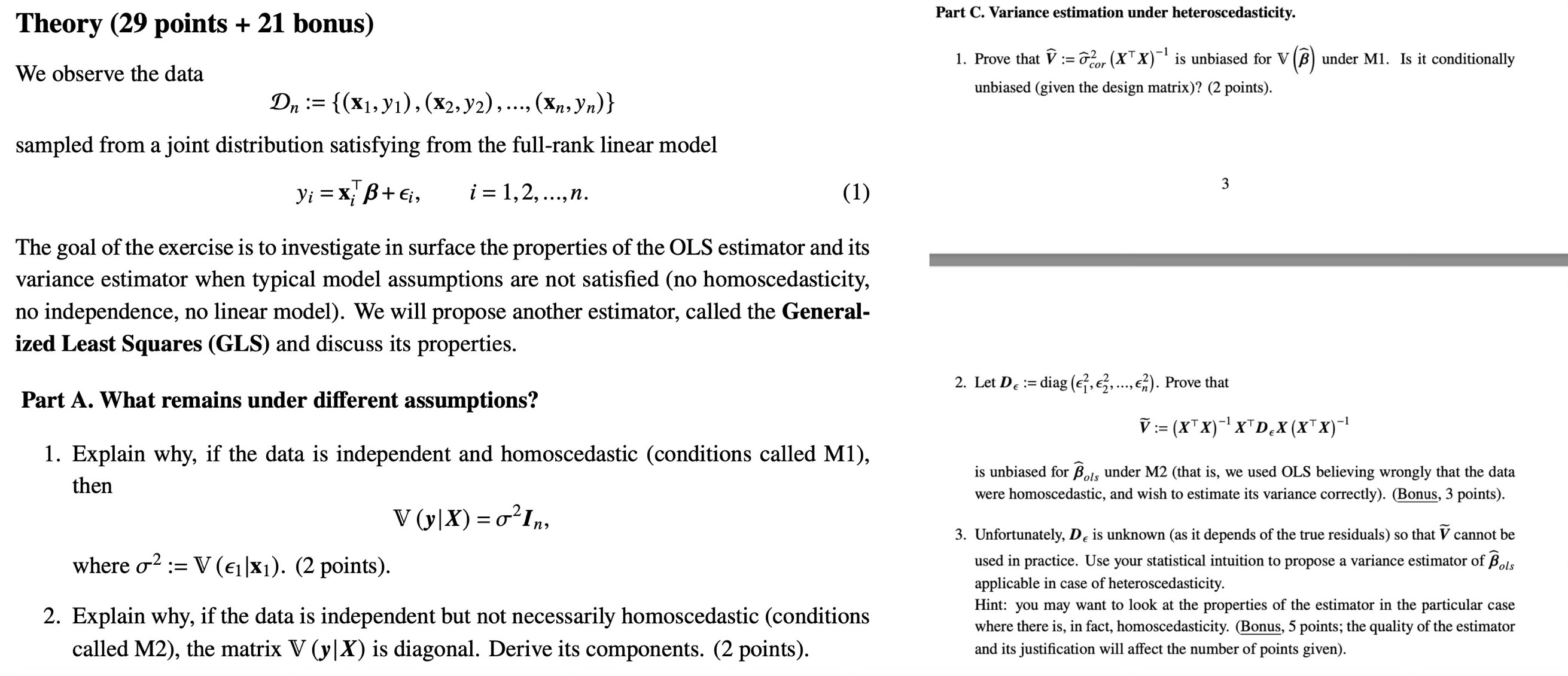 Solved Theory (29 points +21 bonus) We observe the data | Chegg.com