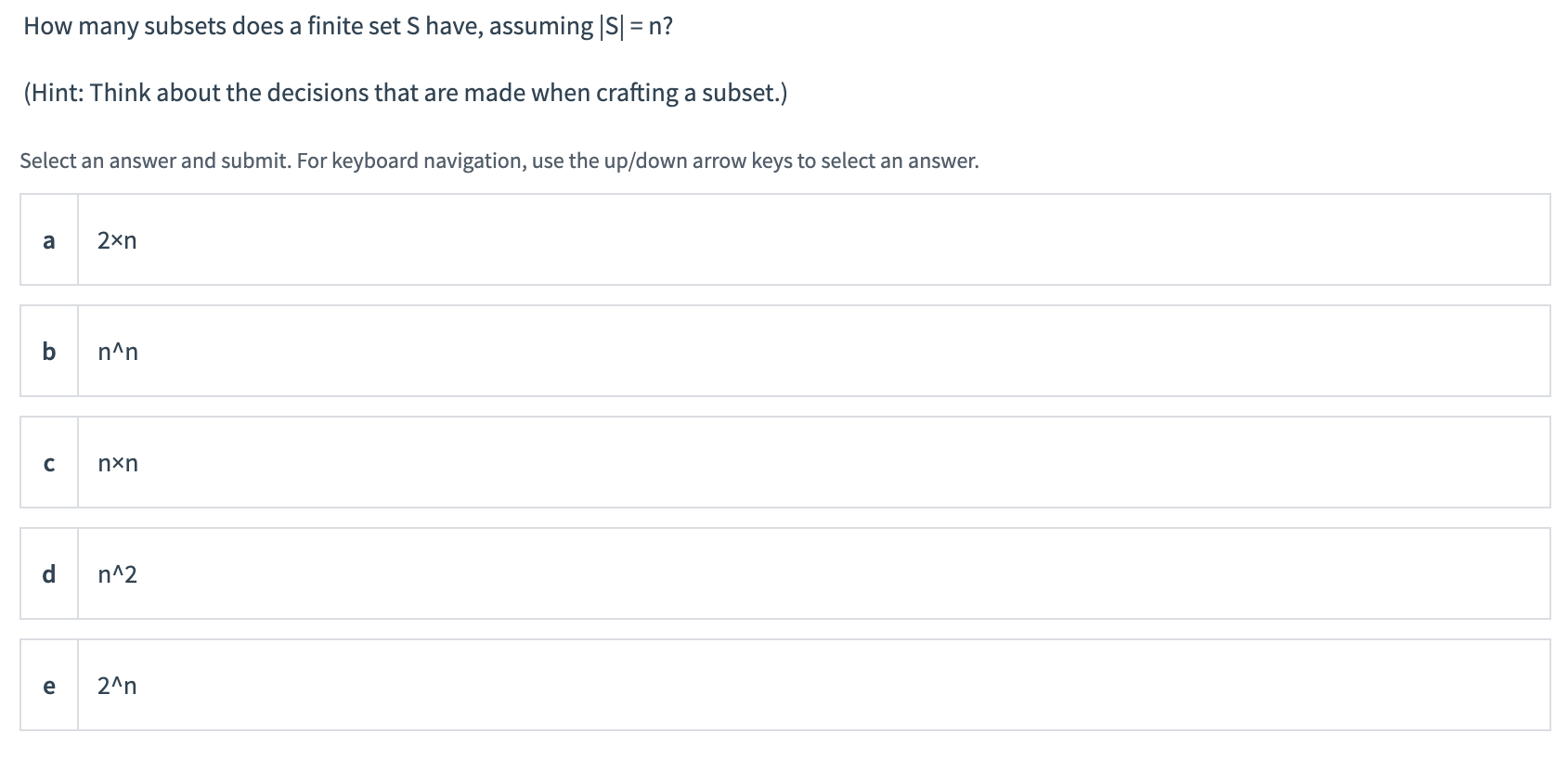 Solved How many subsets does a finite set S have, assuming | Chegg.com