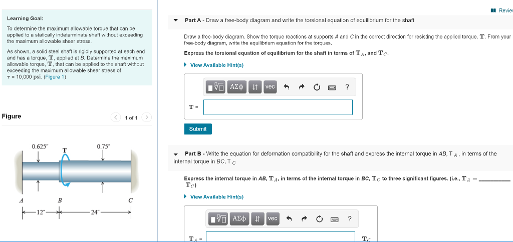 Solved II Revie Part A - Draw a free-body dlagram and write | Chegg.com
