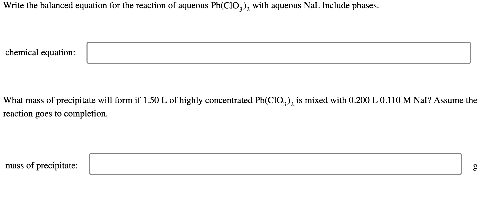 Solved What mass of precipitate will form if 1.50L ﻿of | Chegg.com
