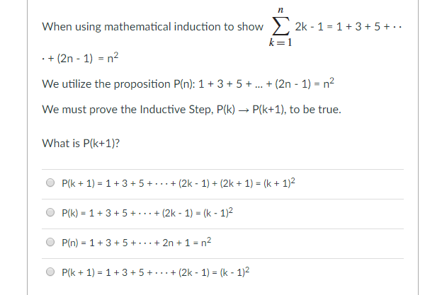 Solved When using mathematical induction to show _ | Chegg.com