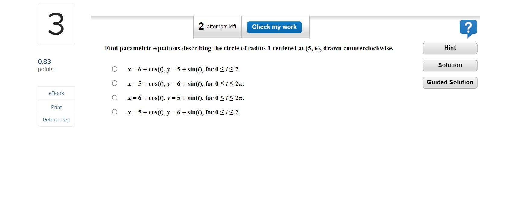 Solved 3 2 attempts left Check my work ? Find parametric | Chegg.com