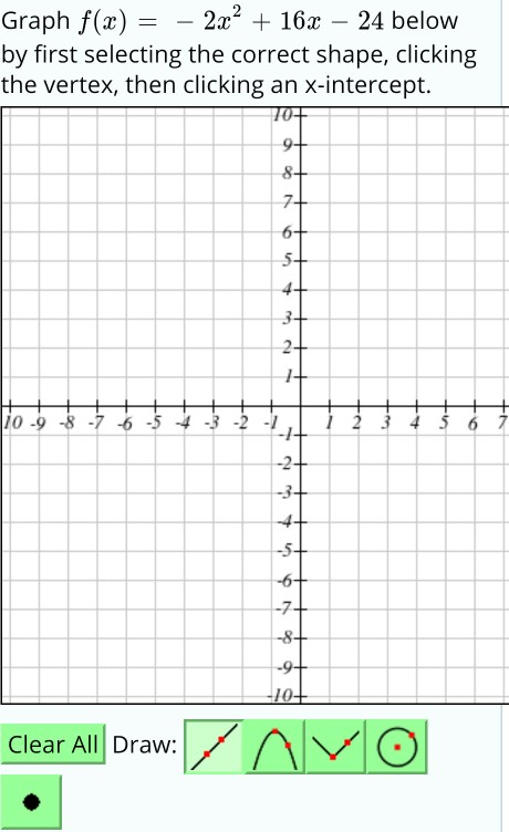 Solved Graph f(x)--2x2 + 16x-24 below by first selecting the | Chegg.com