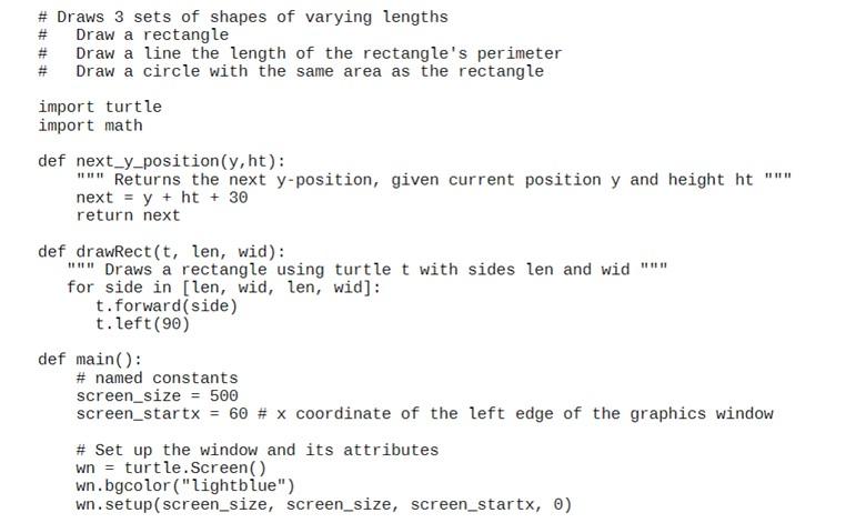 Solved # Draws 3 sets of shapes of varying lengths # Draw a | Chegg.com